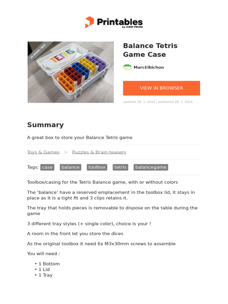 Balance Tetris Game Case | PDF | Teaching Methods & Materials | Home ...