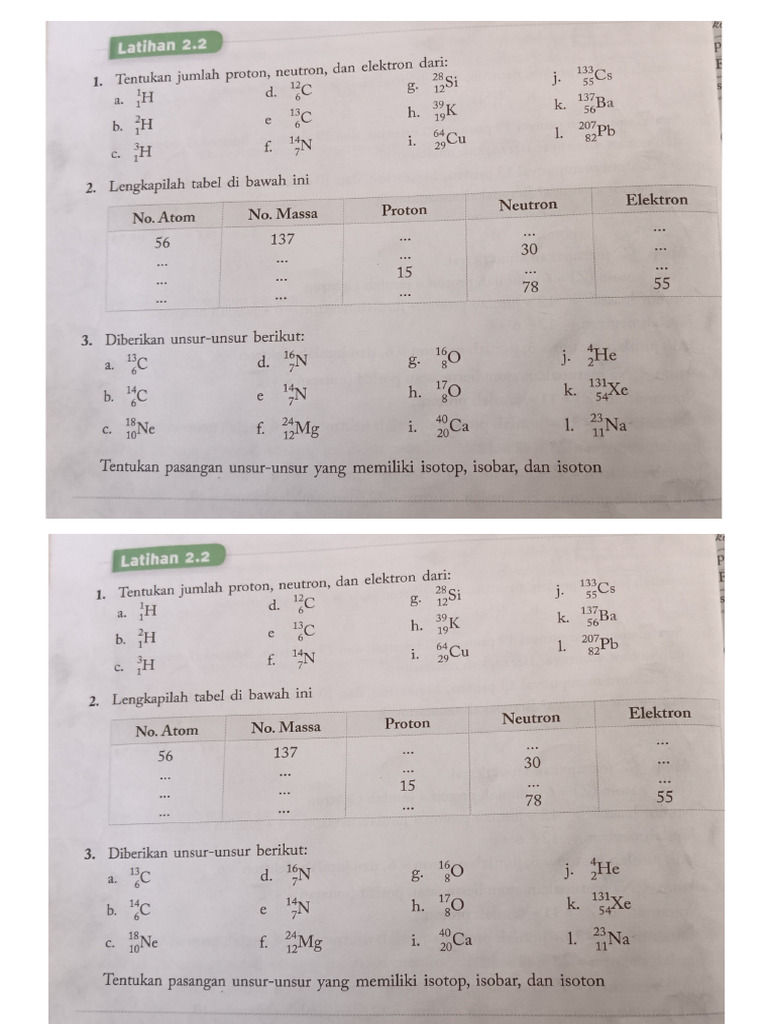 latihan soal struktur atom | PDF