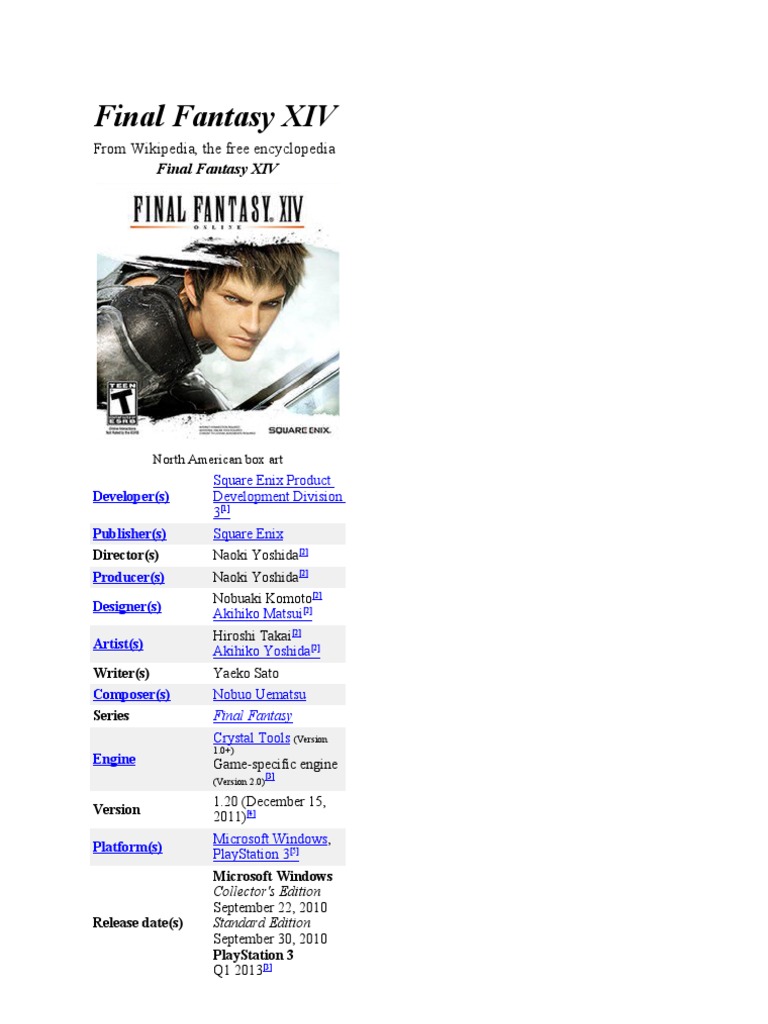 Final Fantasy XIV Release Overview | PDF | Final Fantasy | Square Enix