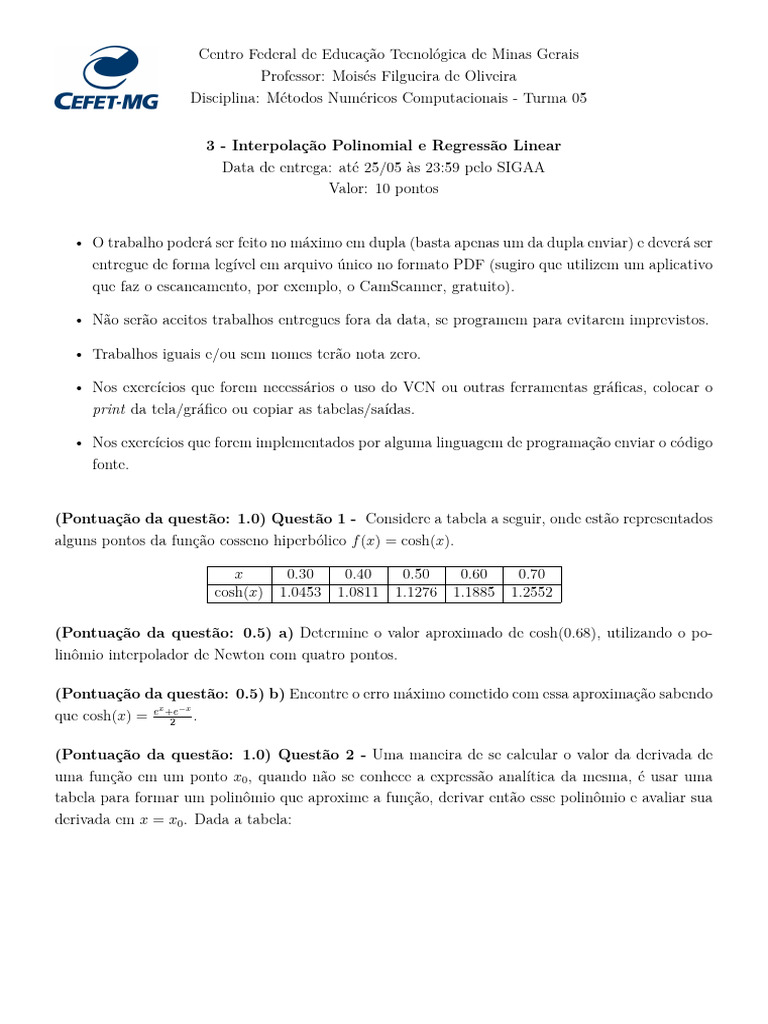 Métodos Numéricos: Interpolação e Regressão | PDF | Resistor | Método ...