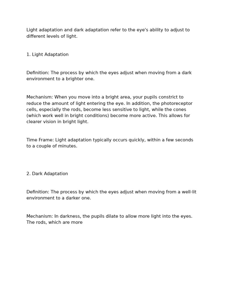 Light and Dark Adaptation Processes | PDF | Science & Mathematics