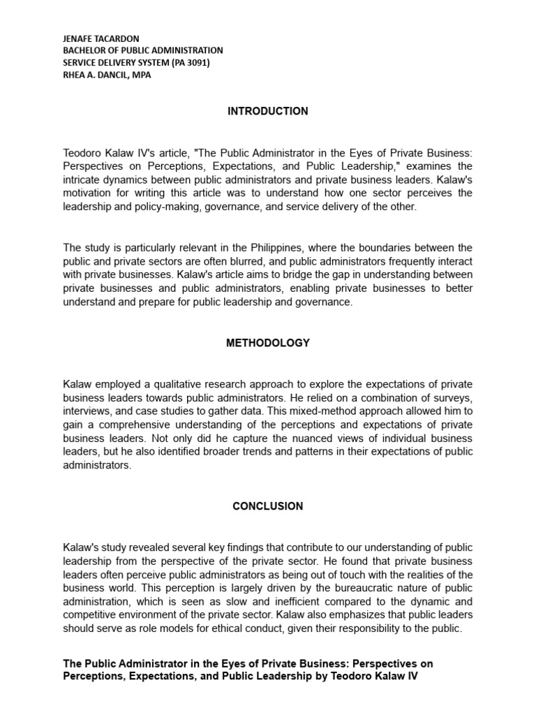Public Admin and Private Business Insights | PDF