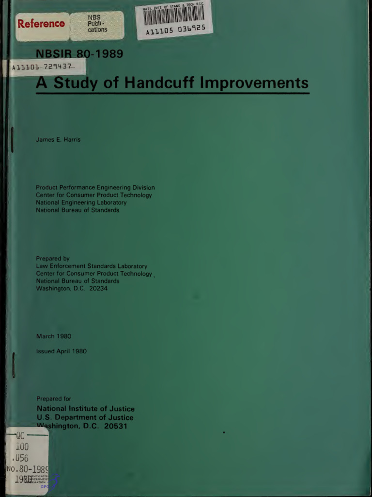 James E. Harris - A Study of Handcuff Improvements-U.S. Department of ...