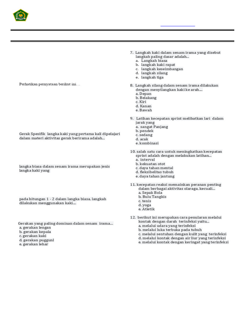 Soal Penjas IX | PDF