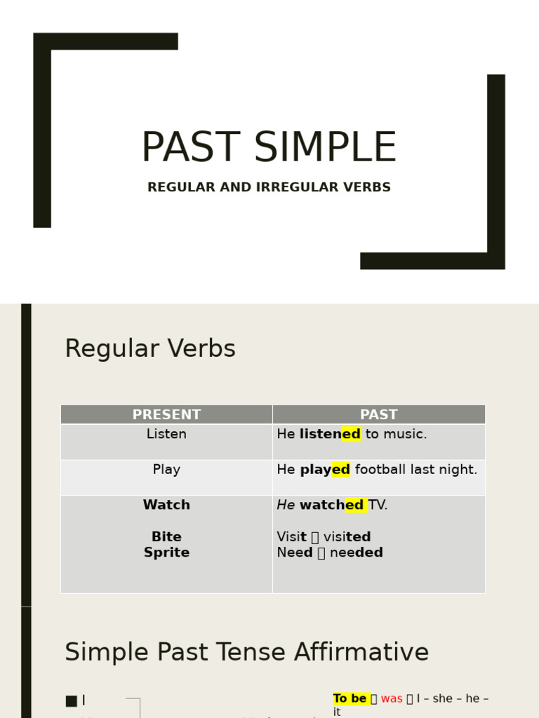 003-Past Simple Regular and Irregular Verbs | PDF | Linguistic Typology ...