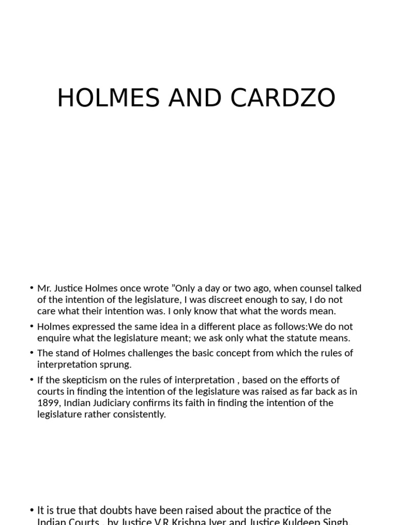 Holmes and Cardozo | PDF | Legislature | Public Law