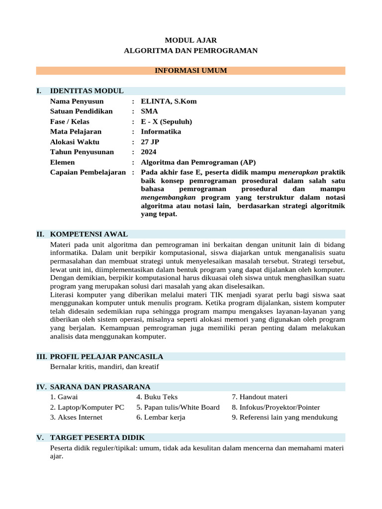 3. Modul Ajar Bab 7 - Algoritma dan Pemrograman | PDF