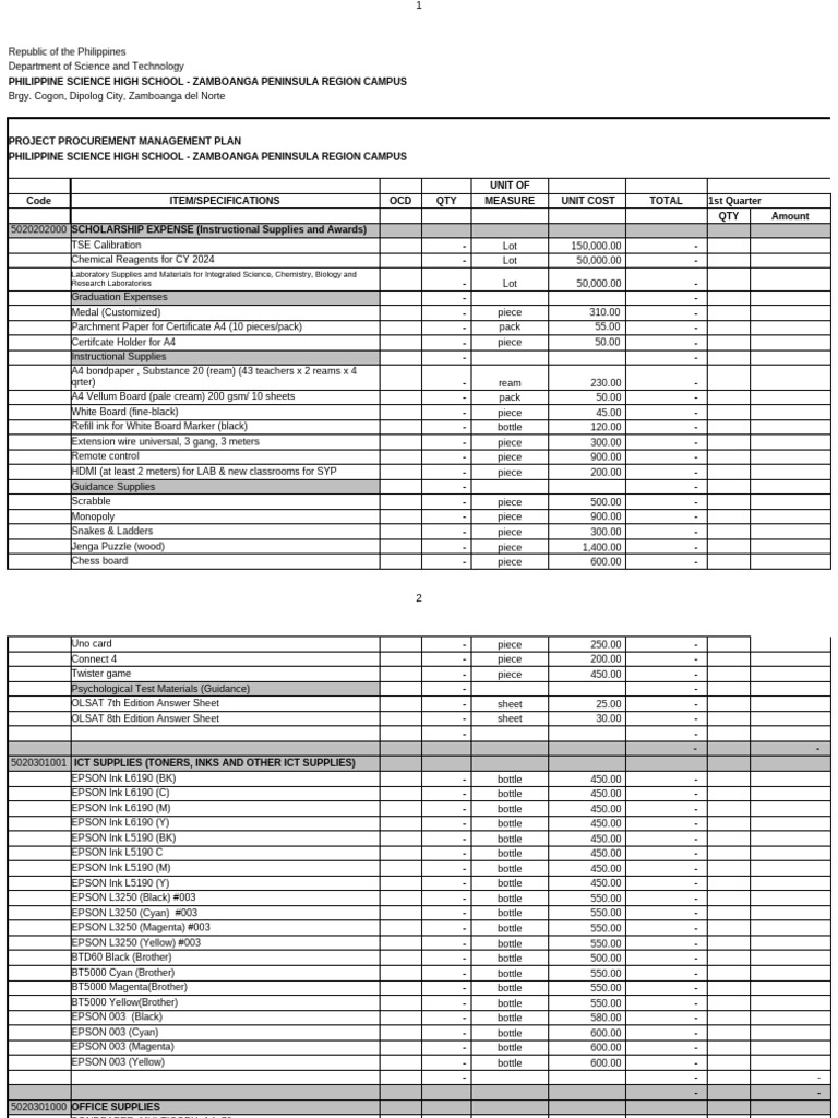 Pisay PPMP 2025 Preparation | PDF | Magenta | Cyan