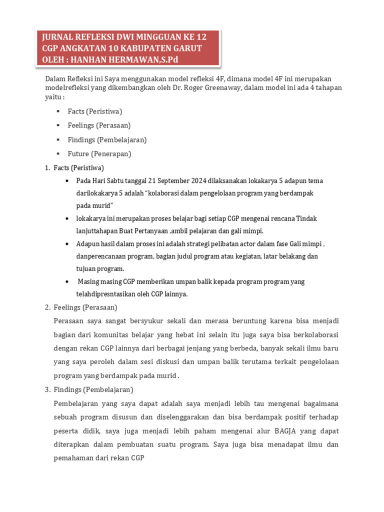 Jurnal Dwi Mingguan Minggu Ke 12 - Hanhan Hermawan | PDF