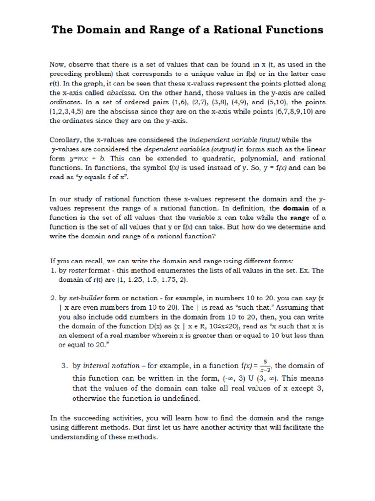 The Domain and Range of A Rational Functions | PDF | Technology ...