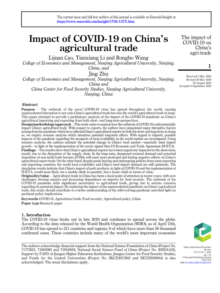 10-1108_CAER-05-2020-0079 | PDF | Recession | Exports