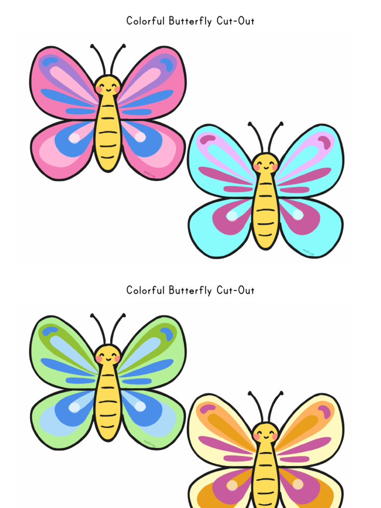 Colorful Butterfly Cut-Out Template | PDF