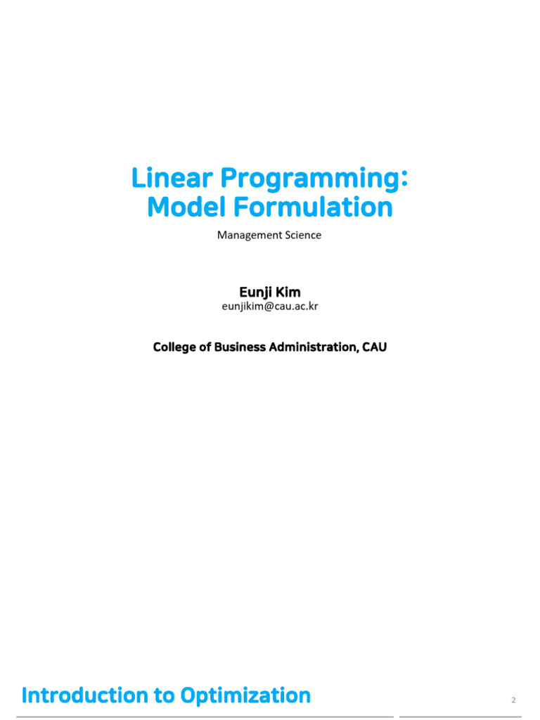 MS 03-1 LP Formulation | PDF | Mathematical Optimization | Linear Programming
