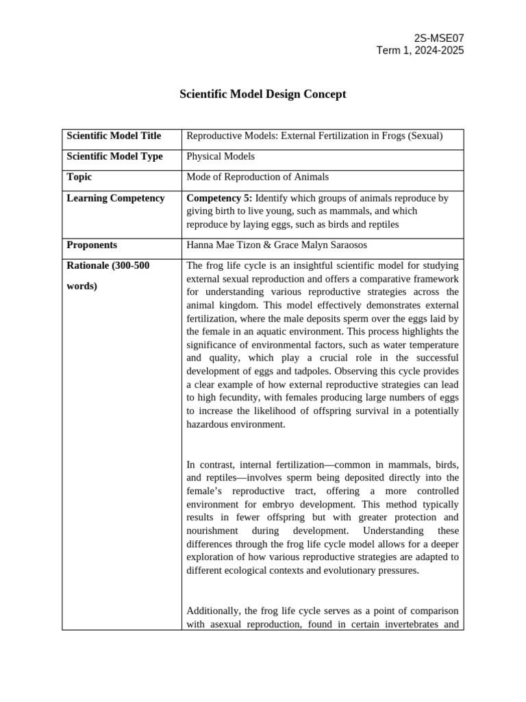 Scientific Model Design Concept 1 | PDF | Reproduction | Egg