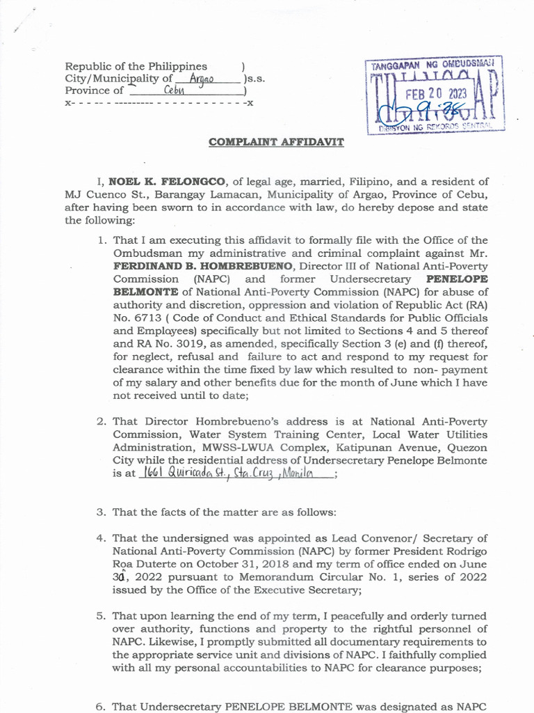 Complaint Affidavit Scan | PDF