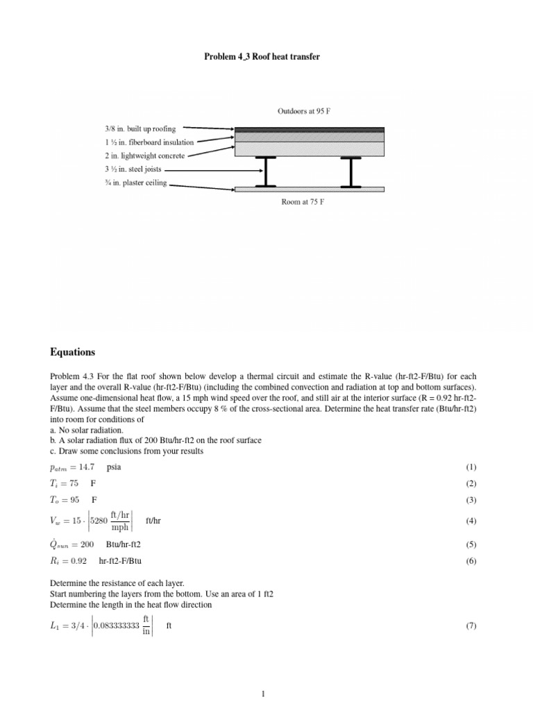 Problem 4_3 Roof Heat Transfer | PDF | Heat Transfer | Quantity