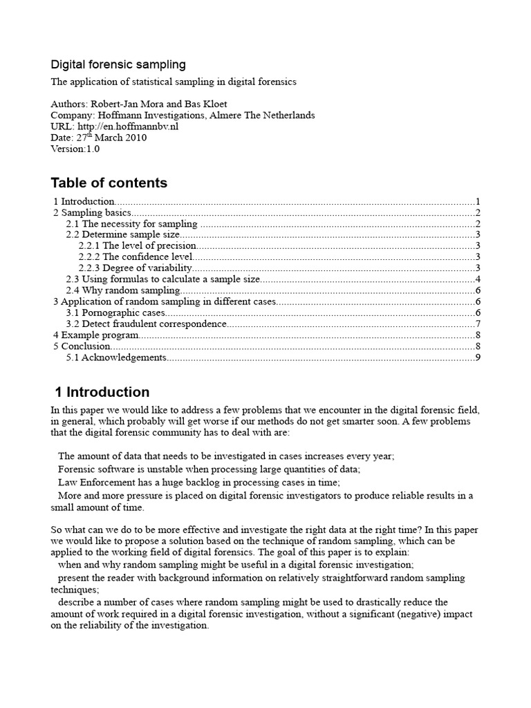 Digital Forensic Sampling Pdf Sample Size Determination Sampling