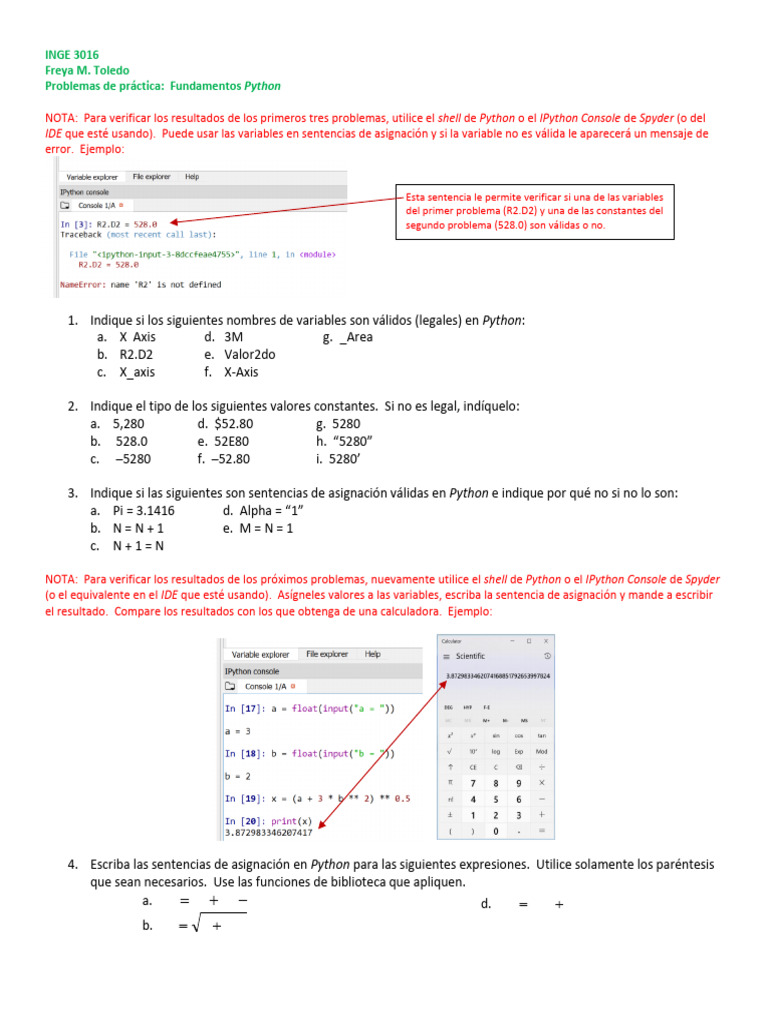 Fundamentos Python Problemas de Practica | PDF | Python (lenguaje de programación) | Informática