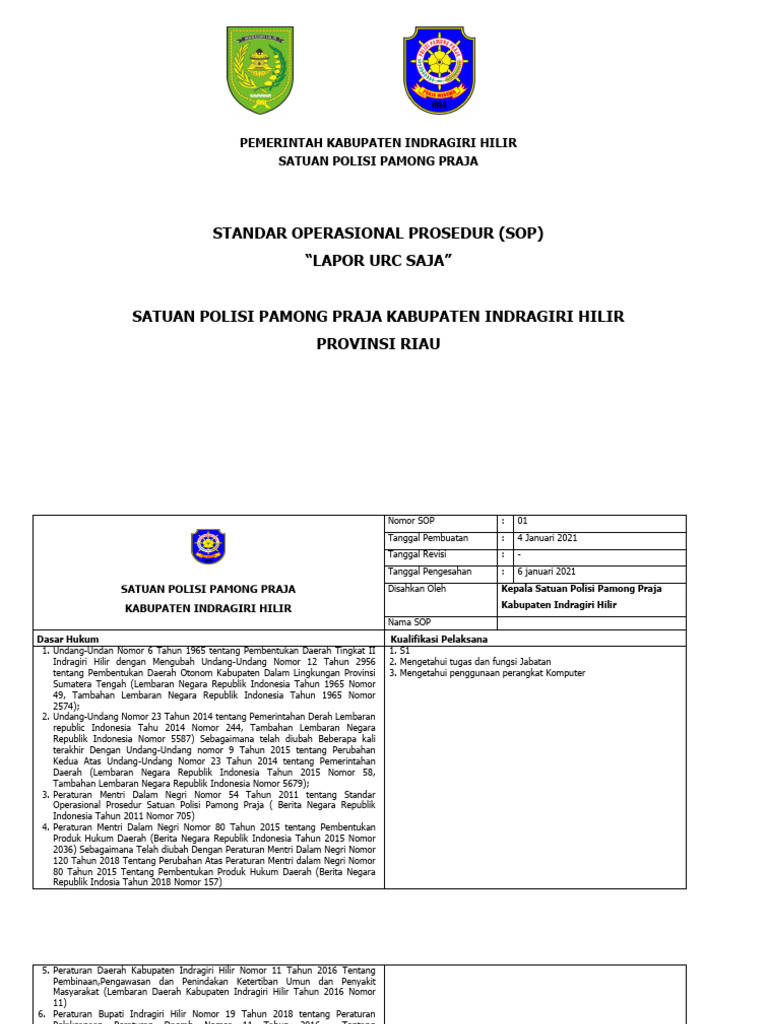 SOP LAPOR URC SAJA Autosaved Ok | PDF