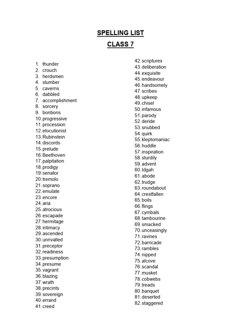 Spelling List | PDF