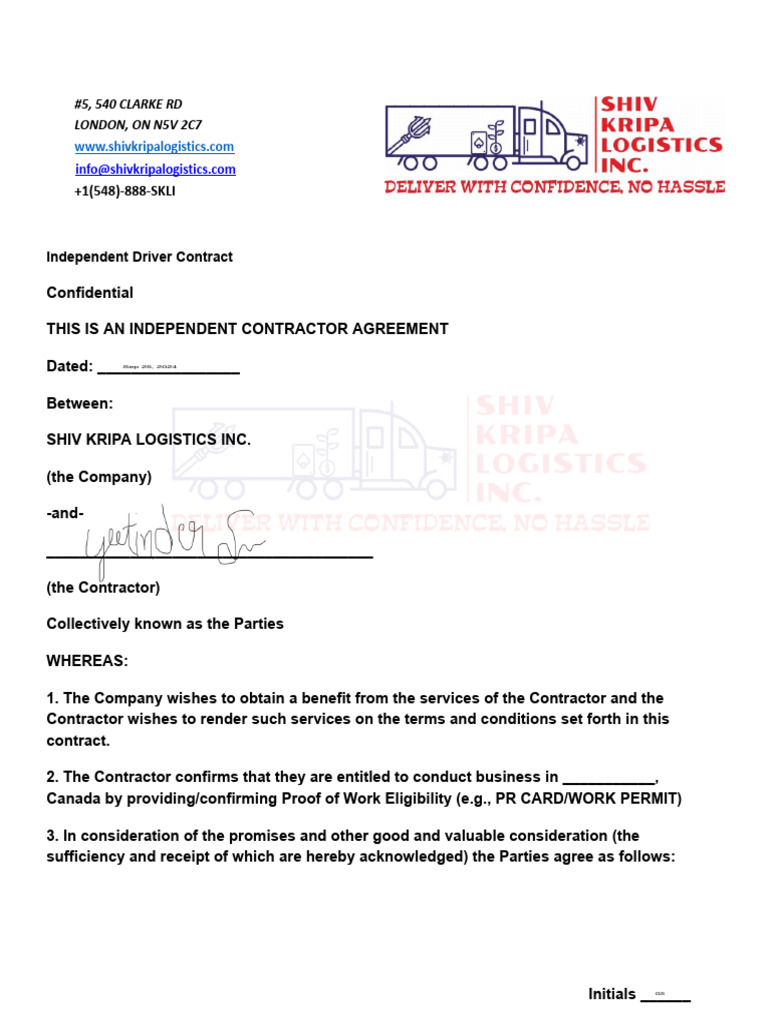 Delivery Driver Shiv Kripa Logistics Application | PDF | Breach Of ...