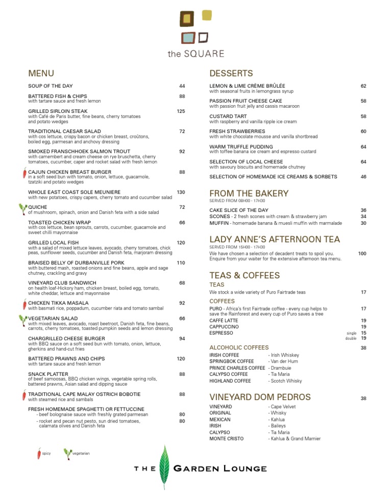 The Square Lunch Menu | PDF | Salad | Western Cuisine