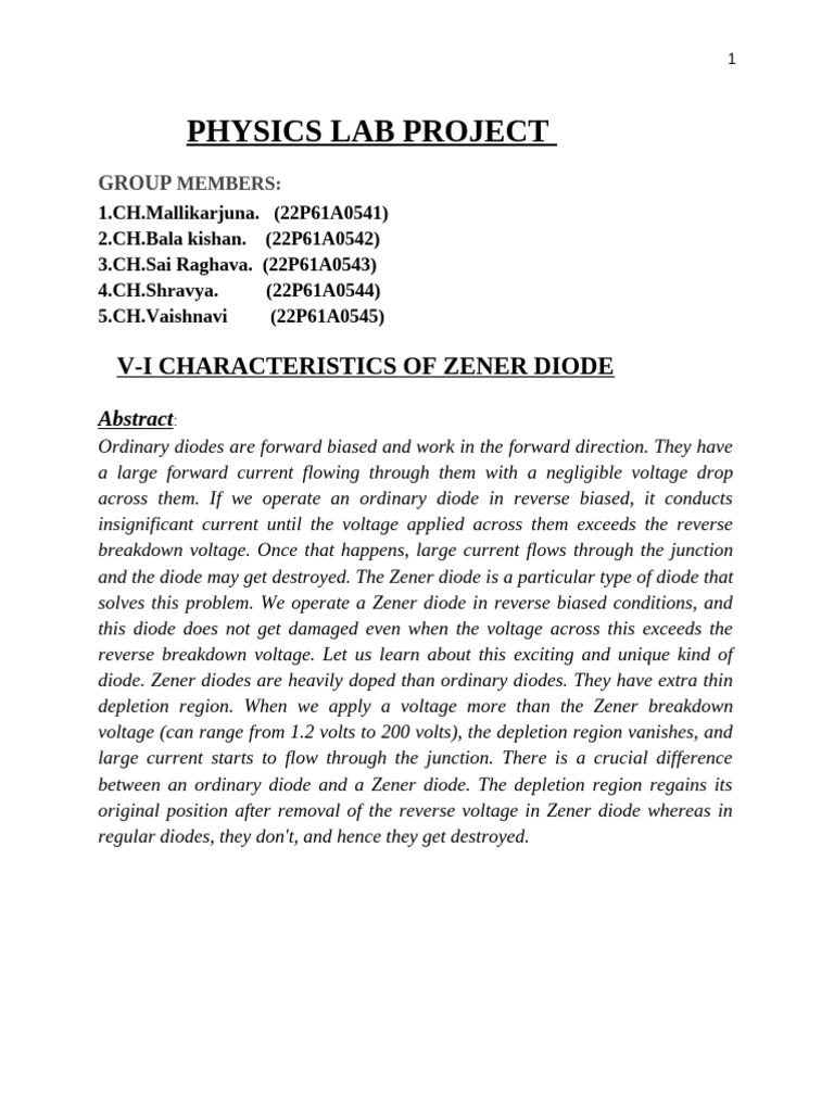 Physics Lab Project | PDF | Diode | P–N Junction