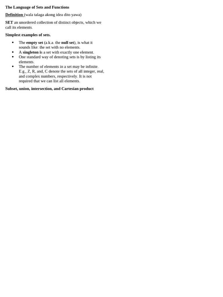 The Language of Sets and Functions | PDF