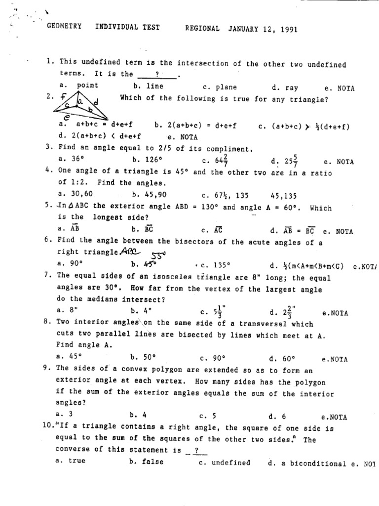 2727 1991 Test Geometry Test | PDF