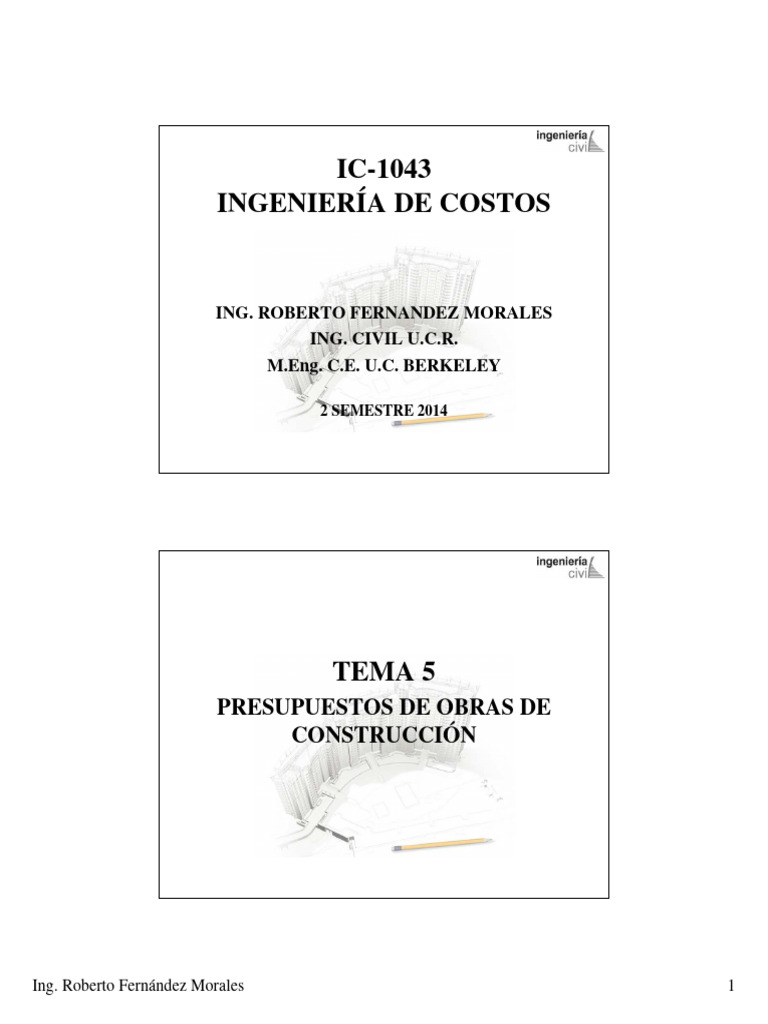 Tema 05 IC-1043 - Presupuestos de Obras | PDF | Presupuesto | Business