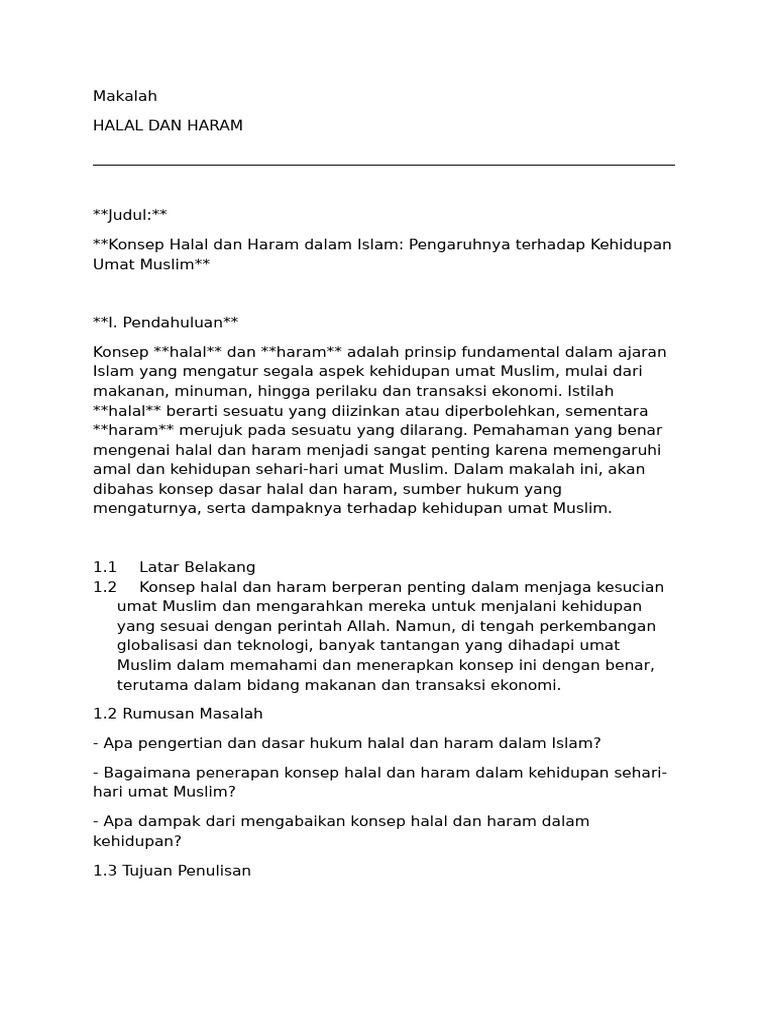 Konsep Halal dan Haram dalam Islam | PDF