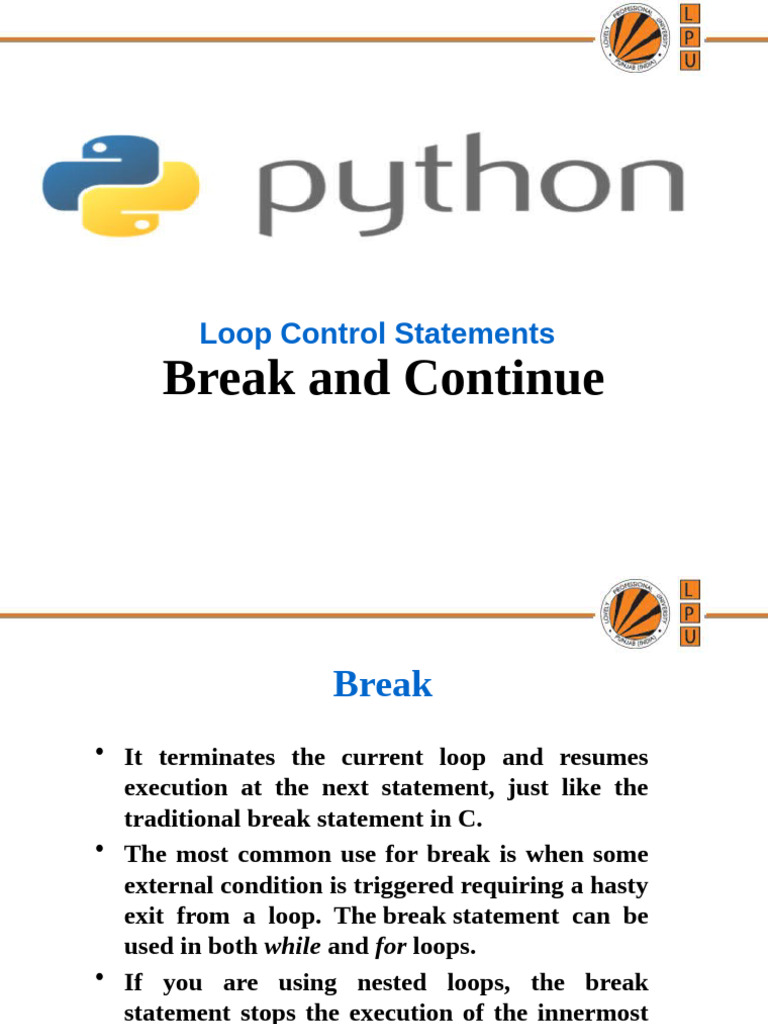 Break Cotinue | PDF | Control Flow | Computing
