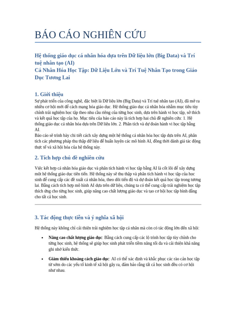 Personalized Education Ai Bigdata Vn Report Pdf