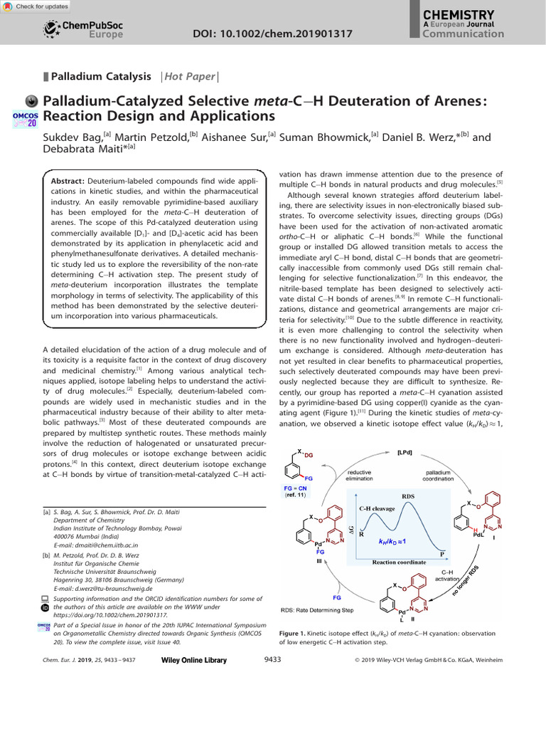 Chemistry A European J - 2019 - Bag - Palladium Catalyzed Selective ...