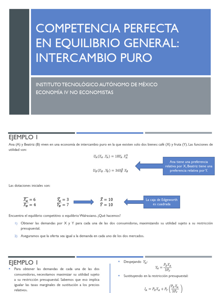 Equilibrio General en Intercambio Perfecto | PDF | Mercado (economía ...
