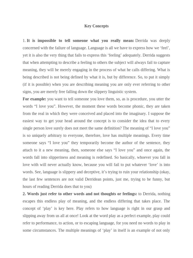 Derrida | PDF | Word | Concept