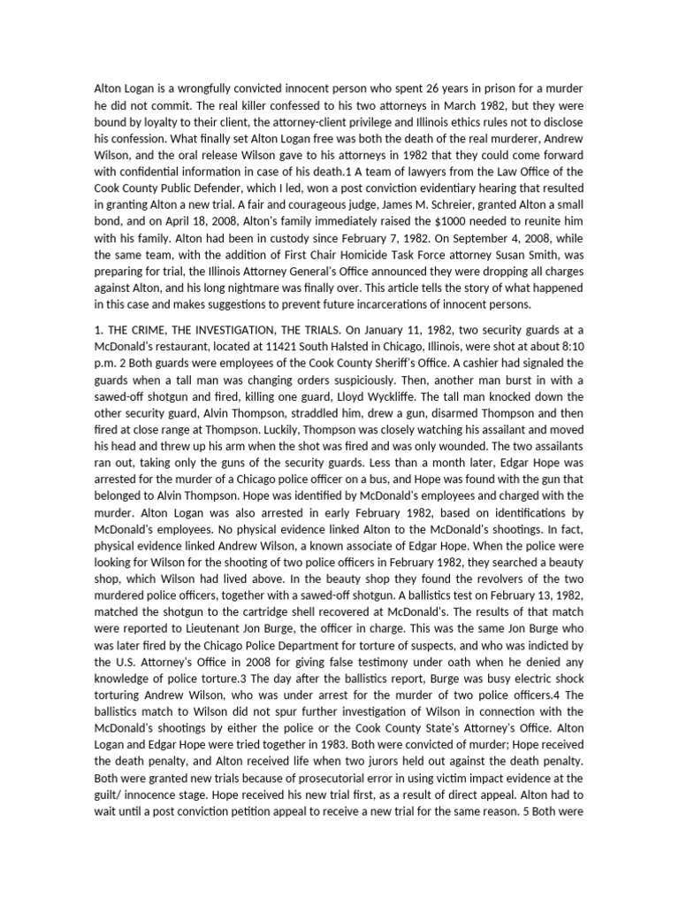 alton logan | PDF | Discovery (Law) | Witness