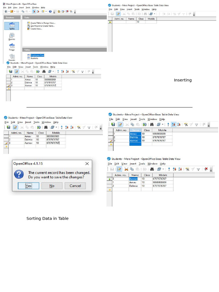 Inserting Data in Tables+Sorting Data | PDF