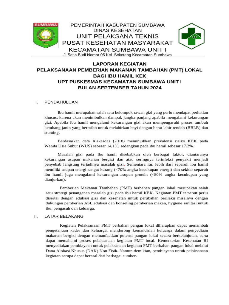 Lap Hasil PMT Lokal Bumil | PDF