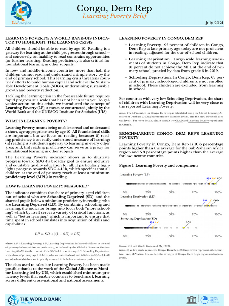 Congo Democratic Republic Learning Poverty Brief 2021 | PDF | Poverty ...