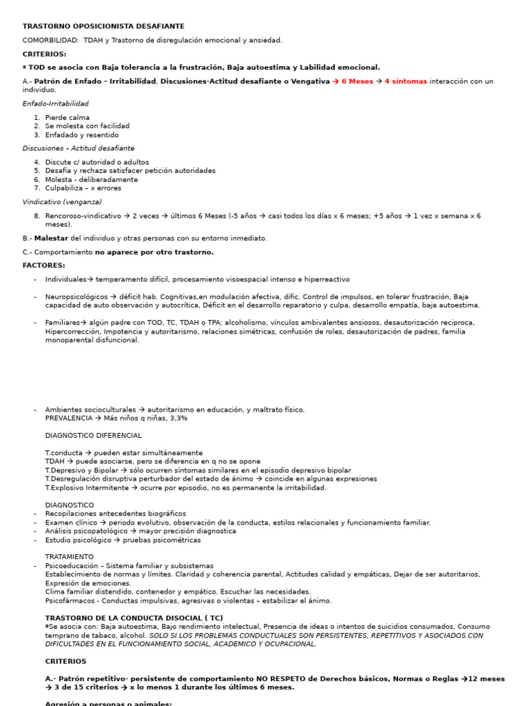 Trastorno Oposicionista Desafiante | PDF | Desorden hiperactivo y deficit de atencion | Agresión