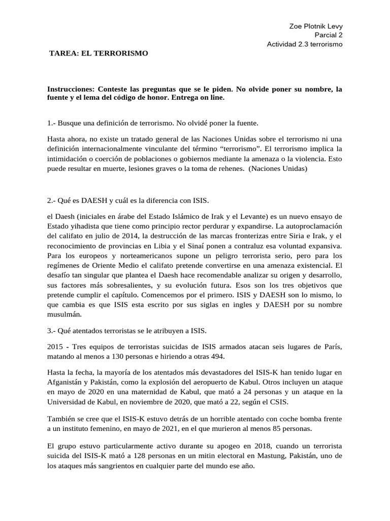 2.3 Terrorismo | PDF | Conflictos