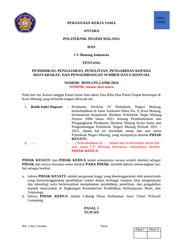 Template PKS Bintang Indonesia | PDF