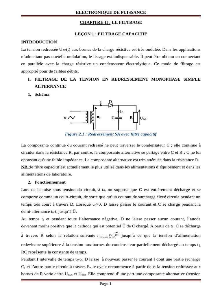 Redressement et Filtrage Capacitif | PDF | Redresseur | Condensateur
