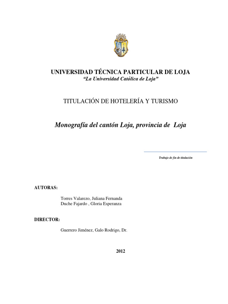 Monografia Del Canton Loja Provincia De | PDF | Imperio Inca | Turismo