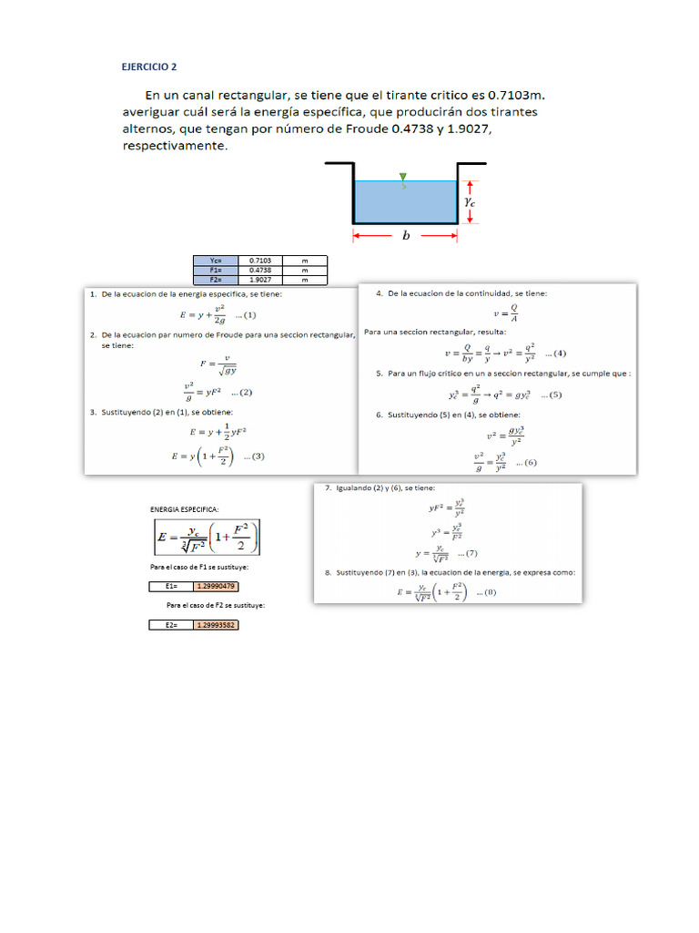 Ejerrcicio 2 Canales Flujo Critico | PDF