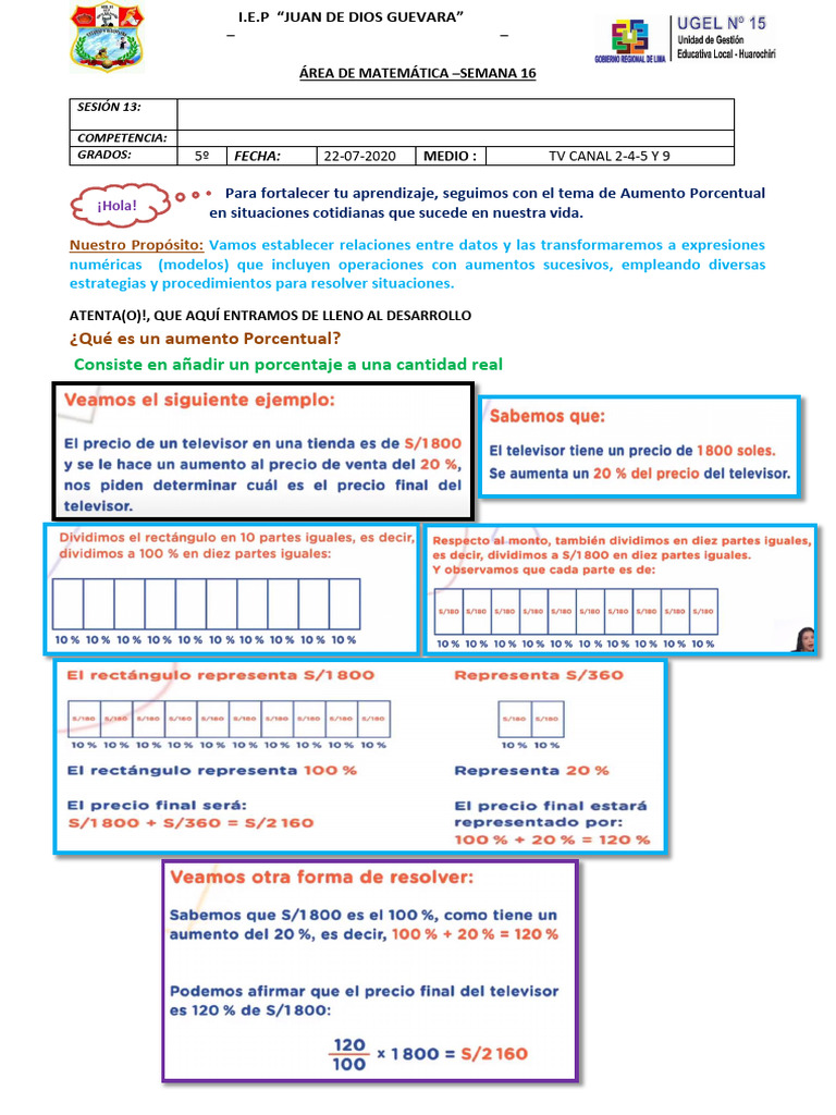 Sesión13-Incrementos y Aumentos Sucesivos 5º | PDF