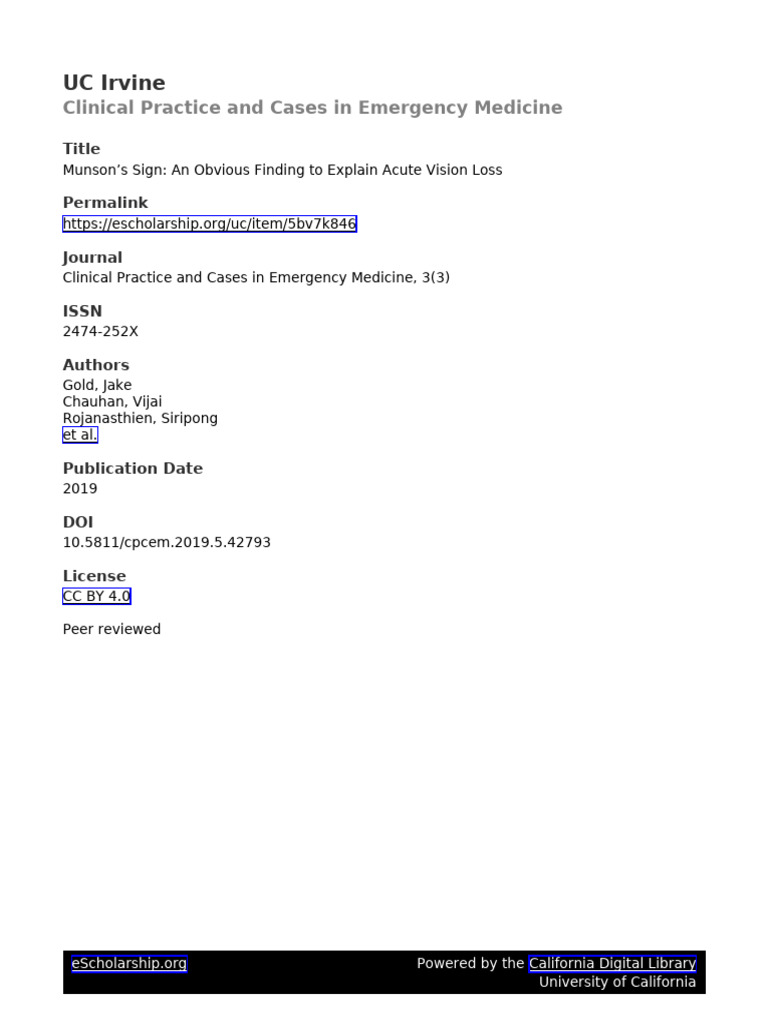 Munsons Sign An Obvious Finding To Explain Acute | PDF | Cornea | Vision