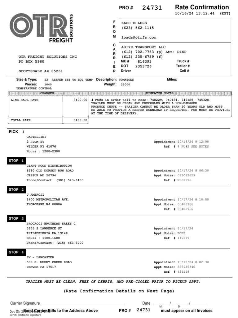 RateConfirmation 1 | PDF | Commercial Vehicles | Land Transport