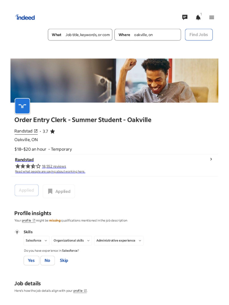 Summer Order Entry Clerk in Oakville | PDF | Employee Retention ...